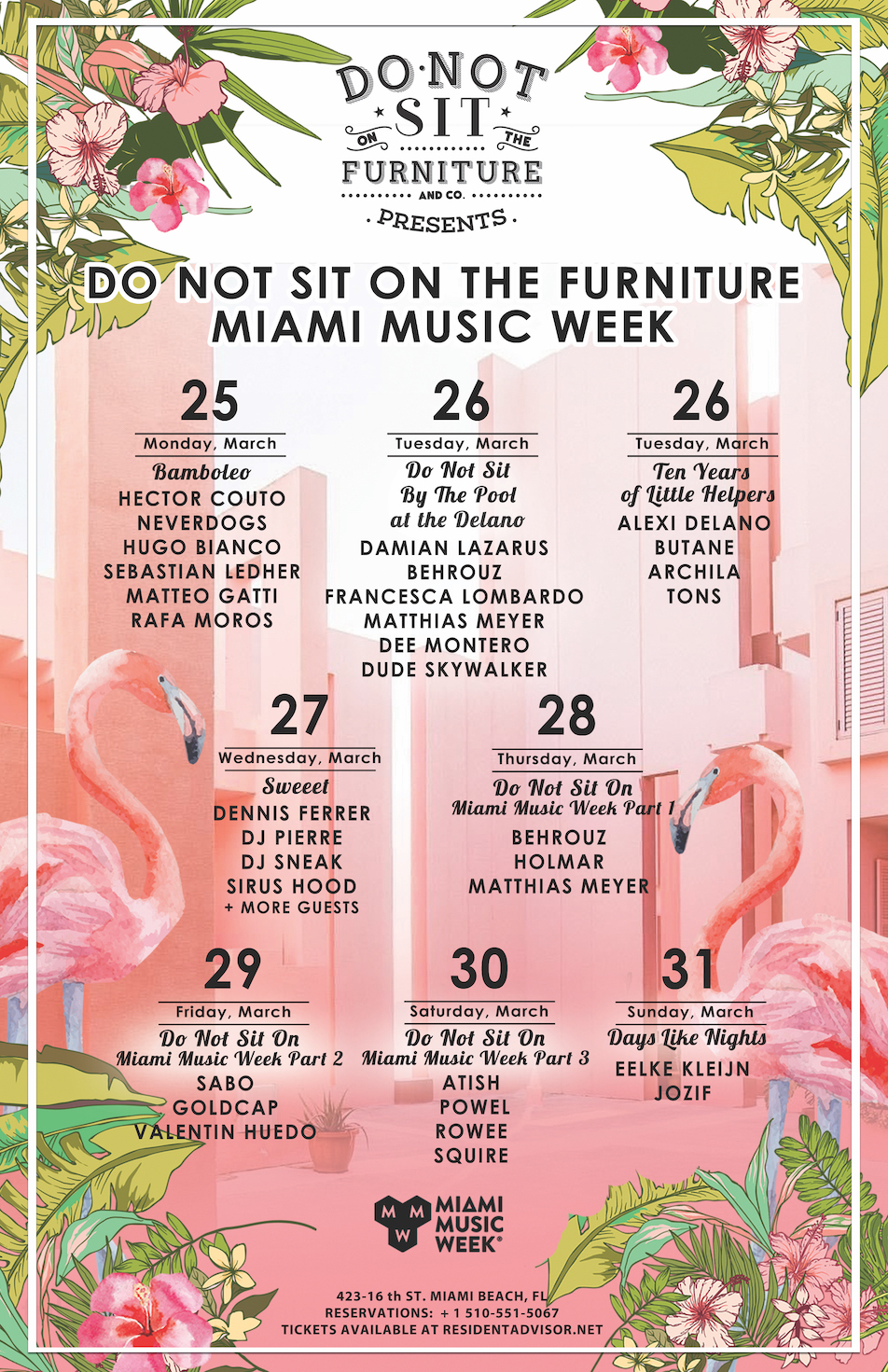 Do Not Sit On The Furniture announces Miami Music Week program · News RA
